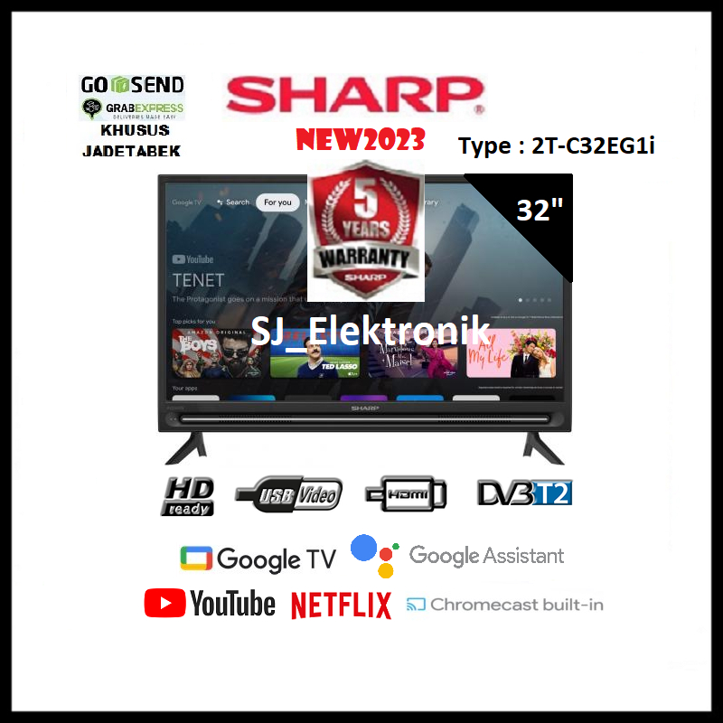 Jual LED TV Sharp 32 Inch 2T-C32EG1i / 32EG1i HD Google TV - 32EG1 | Shopee Indonesia