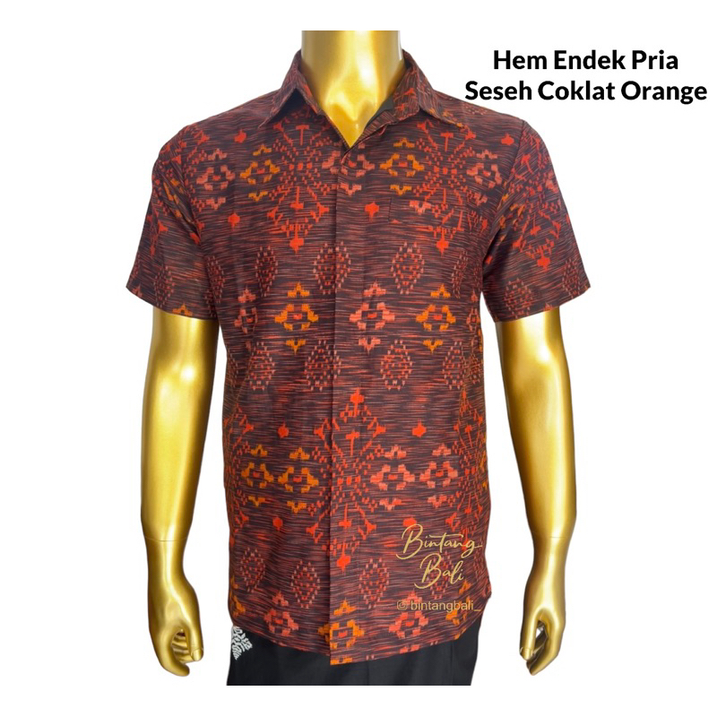 Jual Kemeja Endek Bali Katun Pria Laki Laki Lengan Pendek Motif Seseh ...