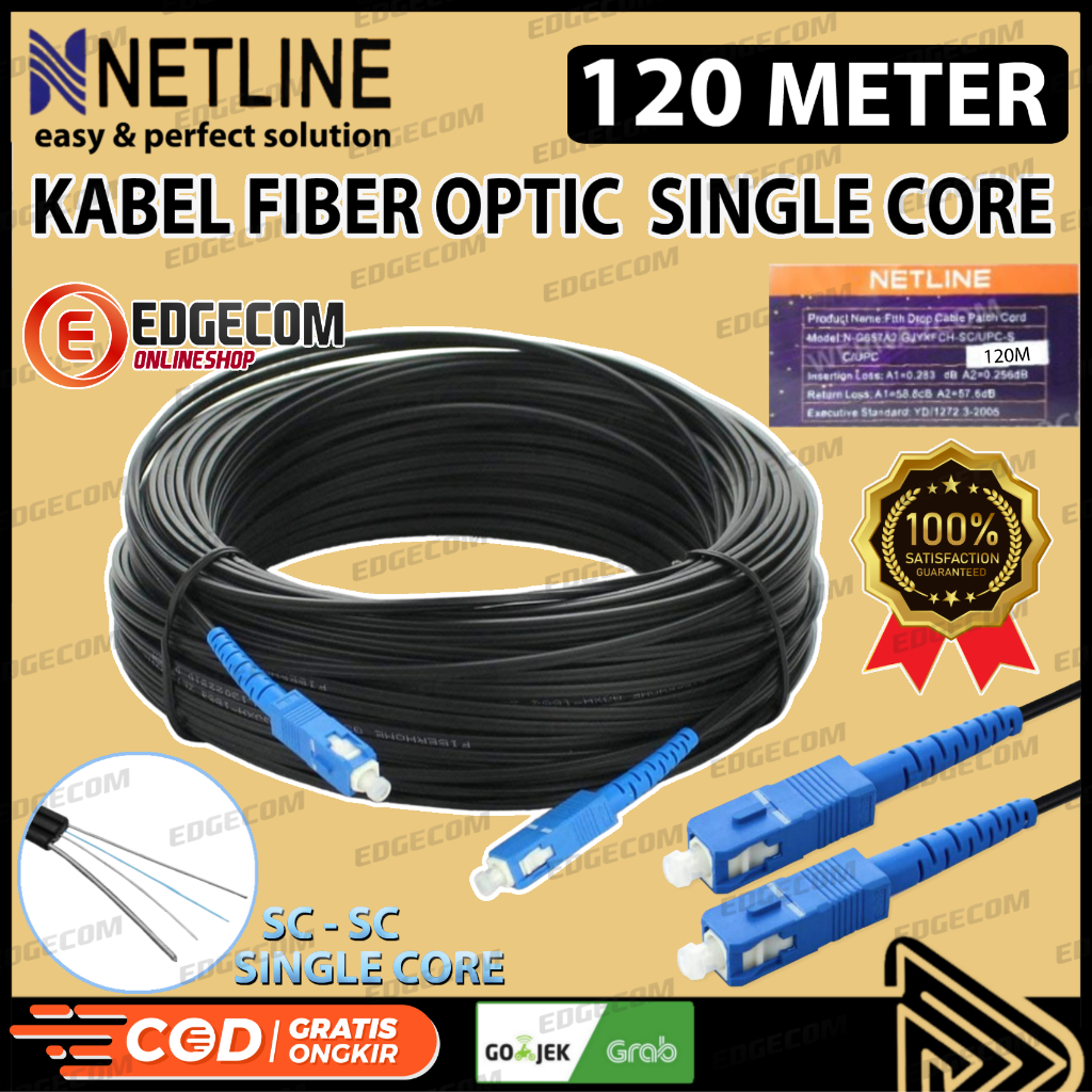 Jual Kabel FO FIber Optic SC - SC Single Core 120 Meter NETLINE ...