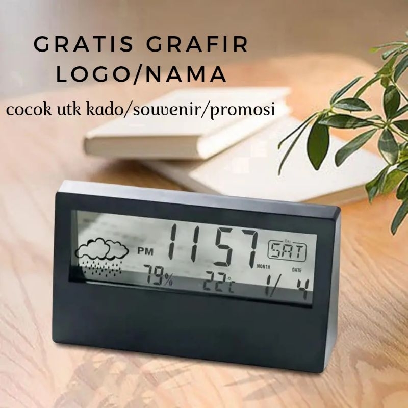 Jual jam meja modern digital elegant exclusive gratis grafir nama/logo ...