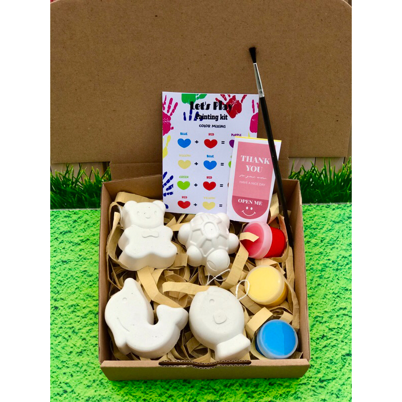 Jual Paket box Mainan edukasi anak Prakarya patung lukis gypsum mini ...