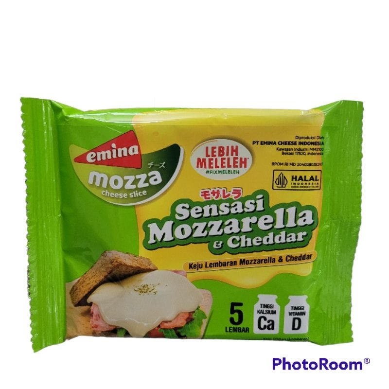 Jual Emina Mozza Cheese Slice Keju Lembaran Mozzarella Cheddar 5 Lembar ...