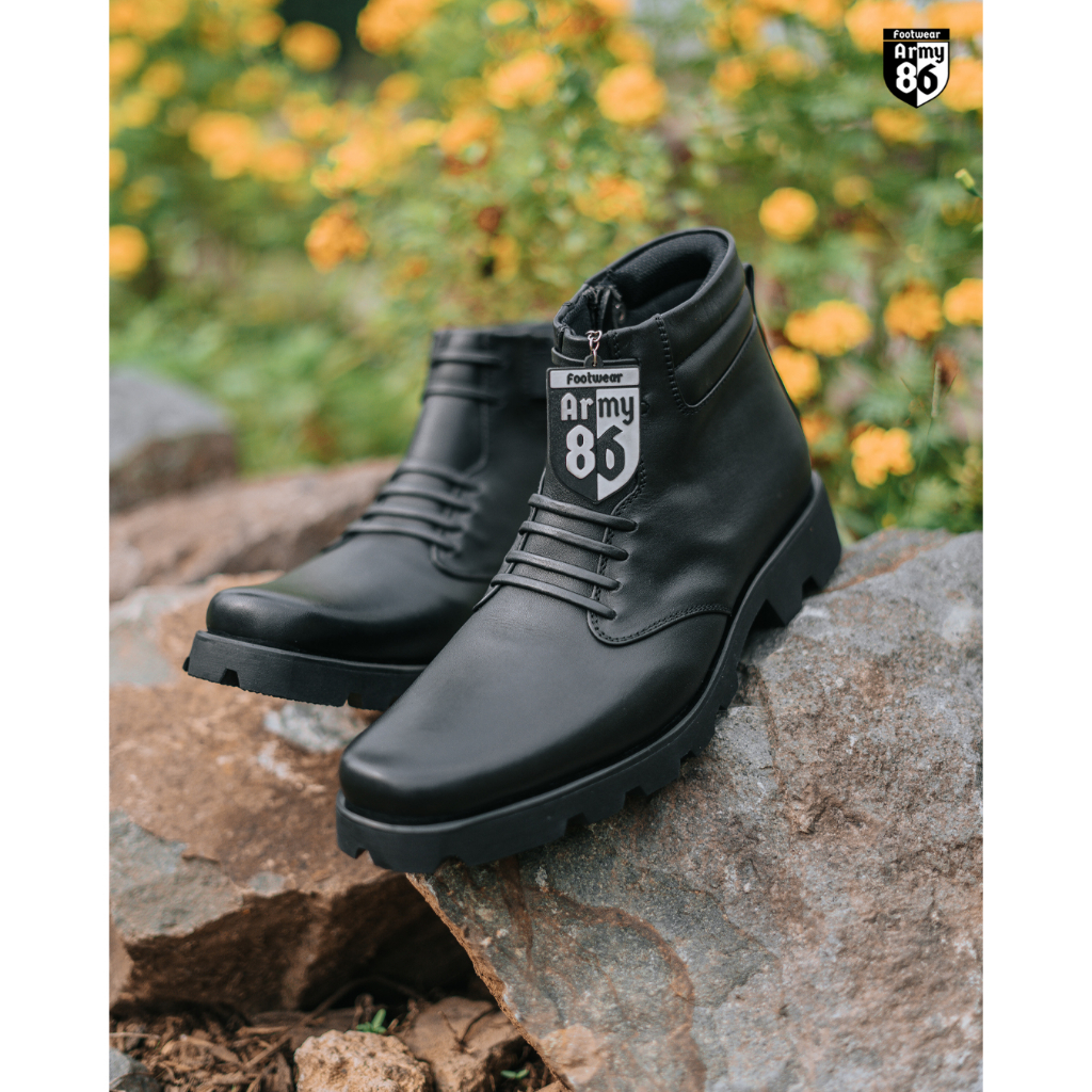 Jual Army86 Sepatu PDH Satpam Polri tni security pria kulit asli model ...