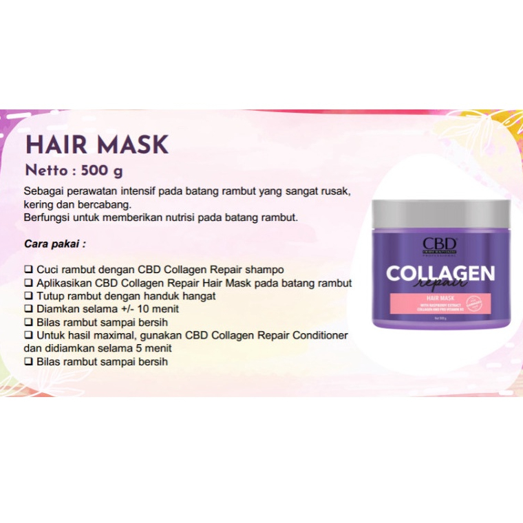 Jual Cbd Collagen Repair Hair Mask 500gr/perawatan rambut rusak(ungu ...