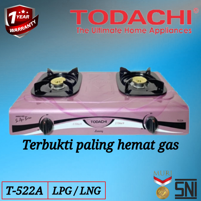 Jual KOMPOR GAS 2 TUNGKU TODACHI T-522A ( LPG / GAS ALAM - LNG ) | Shopee Indonesia