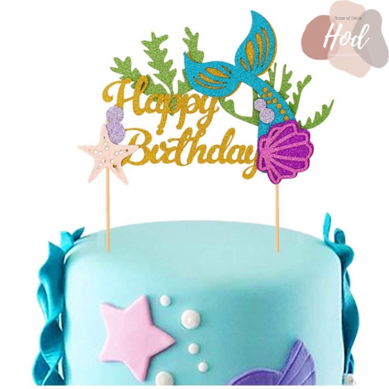 Jual Topper HBD Mermaid Tail Karton / Tulisan Happy Birthday Ekor ...
