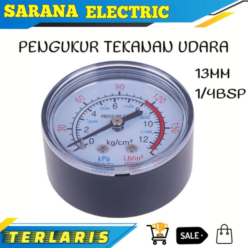 Jual ALAT PENGUKUR TEKANAN UDARA 13MM 1/4BSP KOMPRESOR GAUGE 13 MM 1/4 BSP 1 / 4 BSP | Shopee ...