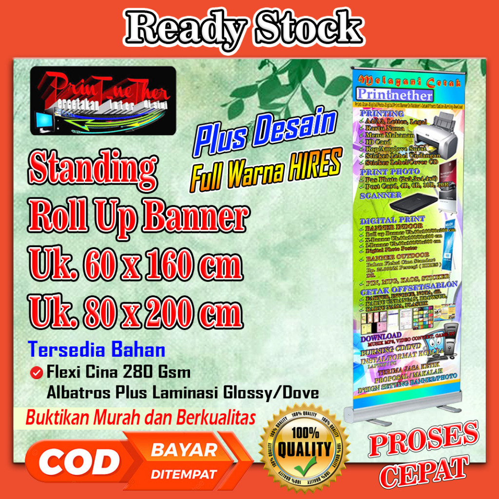 Jual X Banner/Roll Up Banner Bahan Flexy Cina 280/Albatros Uk. 60x160/80x200 Cm Cetak + Desain ...