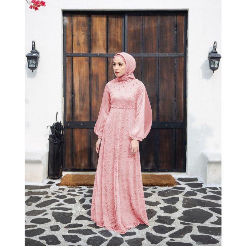 Jual JUMBO READY - NEW SALWA NADINE DRESS EXCLUSIVE TERBARU GAMIS BRUKAT MAXI PESTA KONDANGAN ...