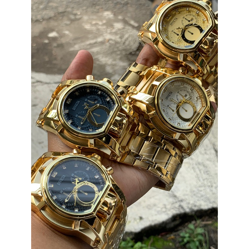 Jual Jam Tangan Pria INVICTA BESAR DIAMETER 5,4 cm FULL GOLD | Shopee ...