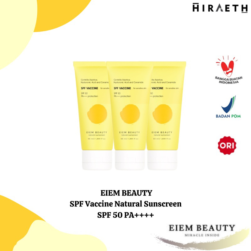 Jual Eiem Beauty Natural Sunscren SPF Vaccine Spf 50 PA++++ 50Ml | Shopee Indonesia