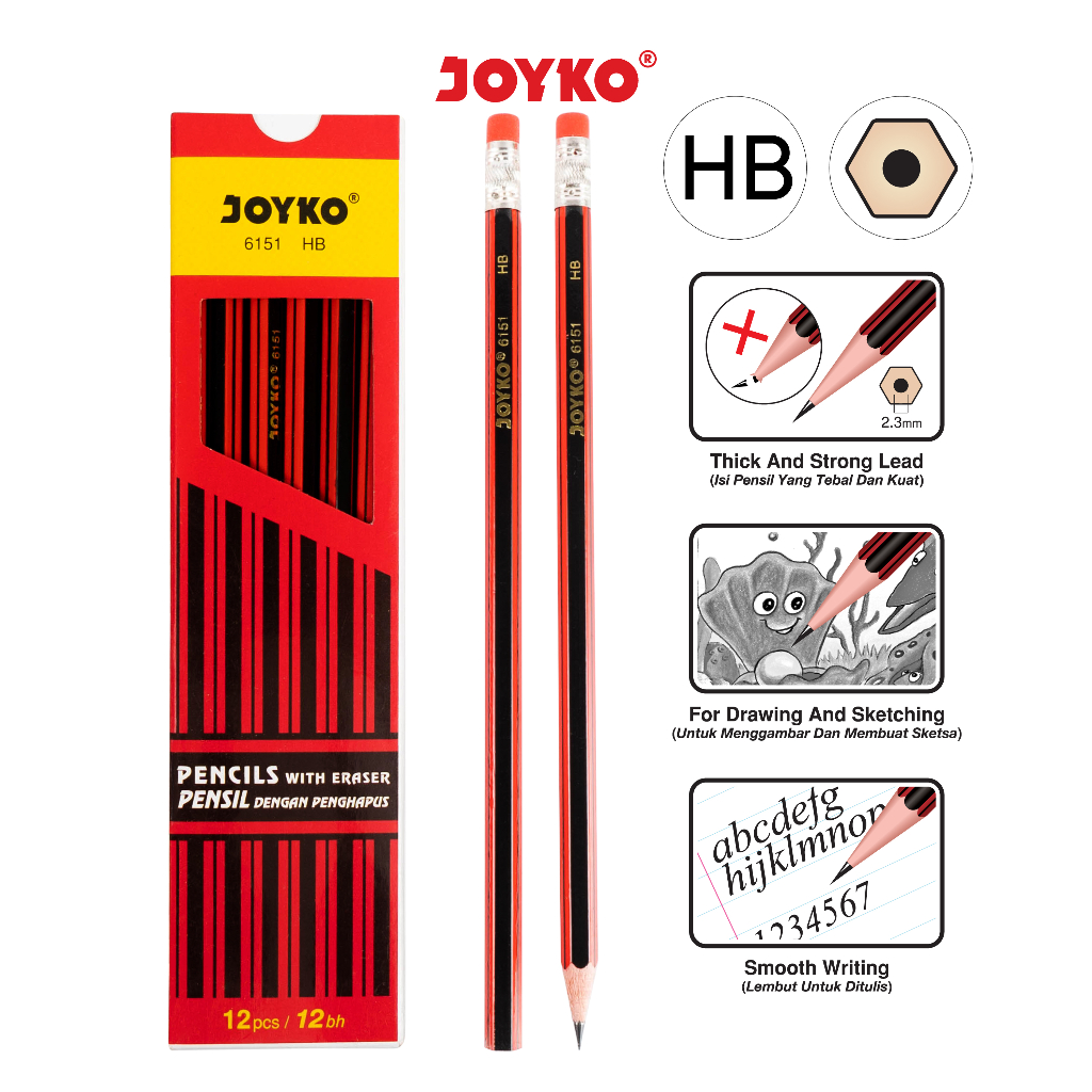 Jual Pencil Pensil Joyko 6151 HB 1 BOX 12 PCS | Shopee Indonesia