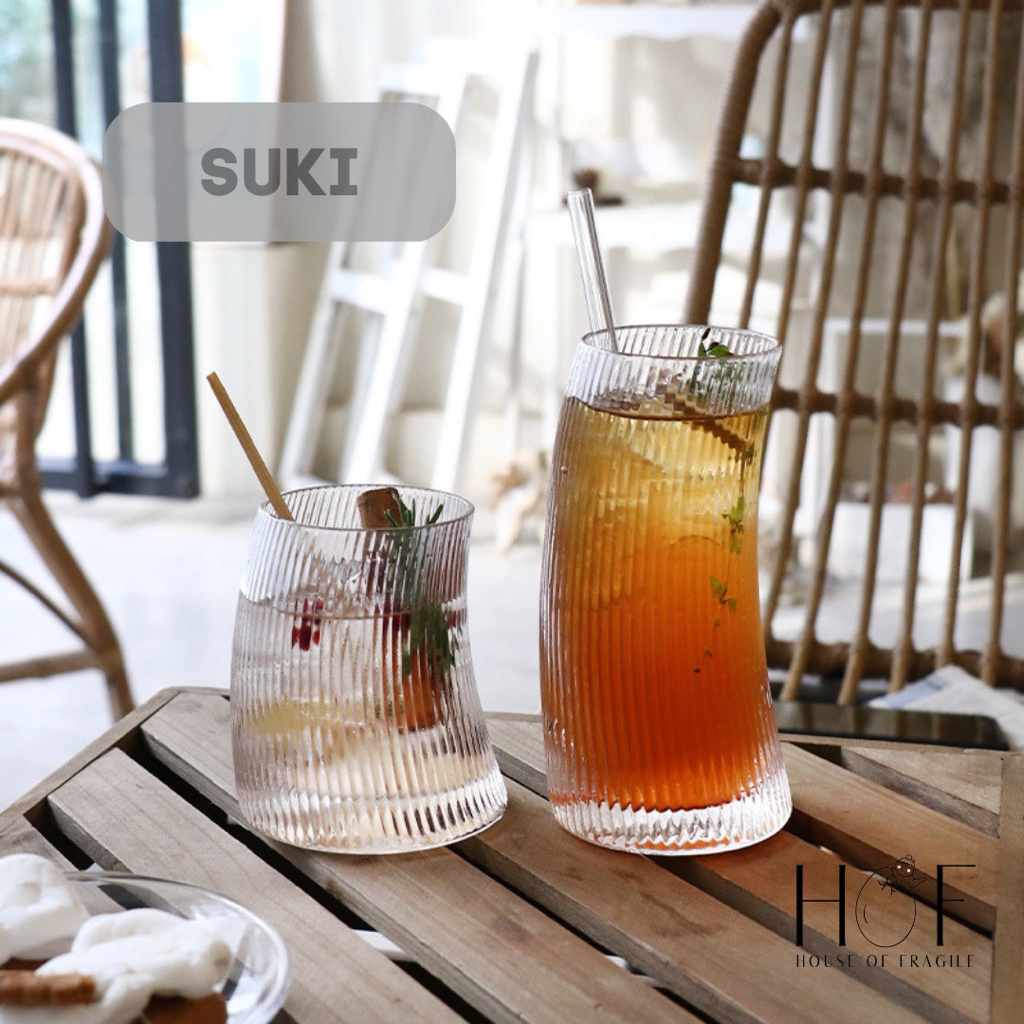Jual [HOF] SUKI Gelas Kaca Korea Aesthetic | Coffee Glass Cafe Unik Cangkir Lengkung Estetik ala ...