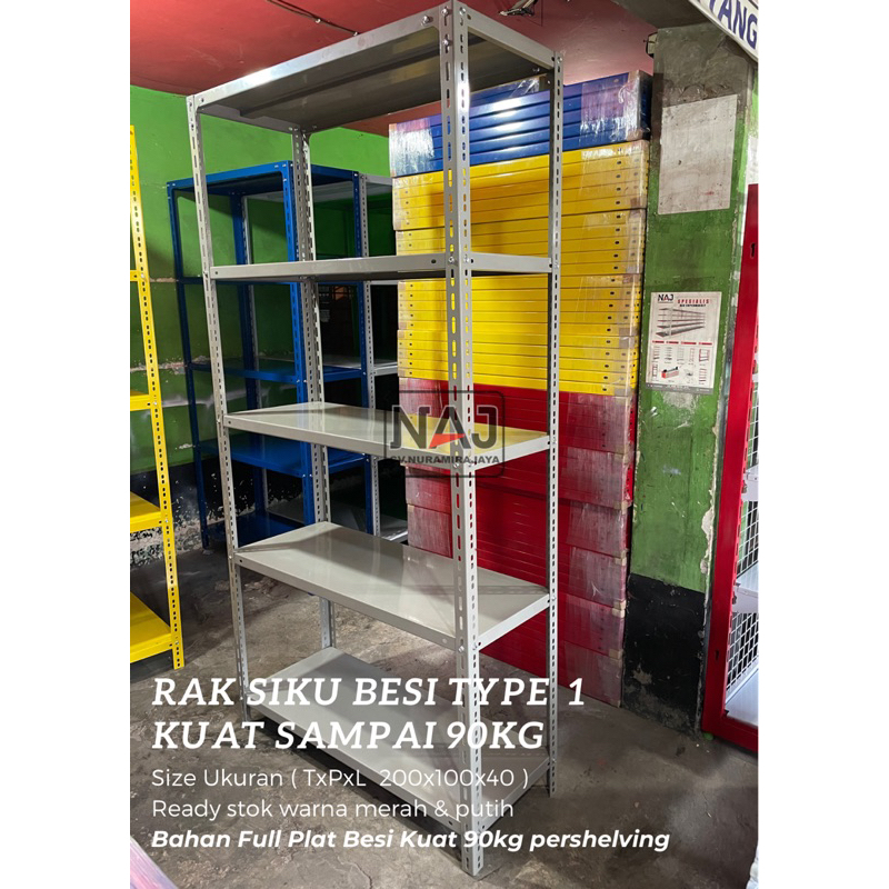 Jual Rak besi siku 5 susun Shelving TxPxL 200x100x40 kuat hingga 100kg ...