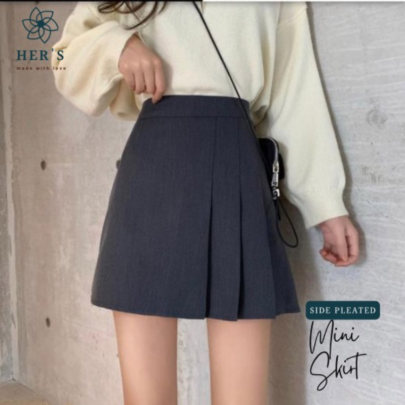 Jual Her's - Lita Pleated Mini Skirt - A Line Mini Skirt - Rok Mini ...