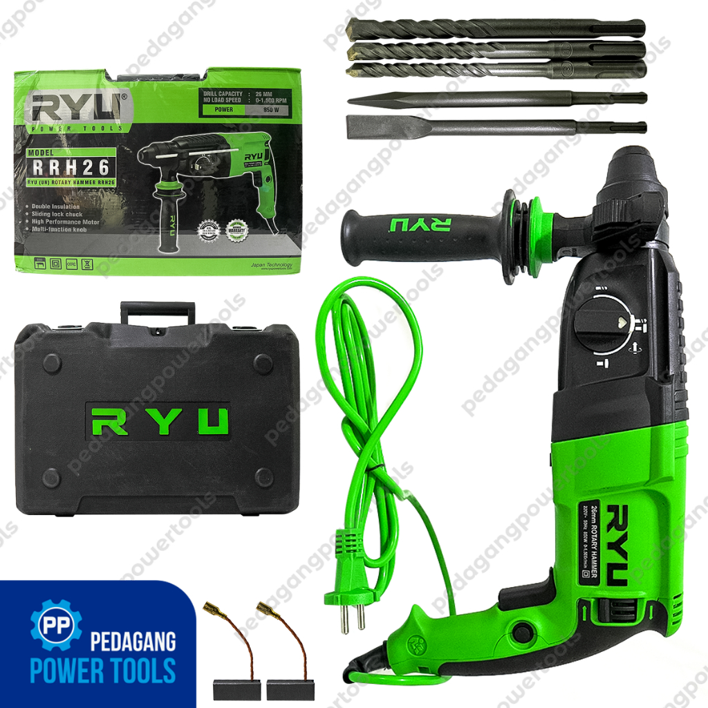 Jual RYU RRH26 MESIN BOR BOBOK BETON TEMBOK SDS PLUS ROTARY HAMMER 3 IN ...