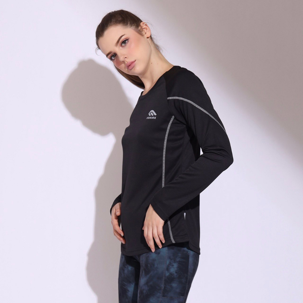 Jual MANIAK Kaos Olahraga Lengan Panjang Wanita Baju Atasan Running Lari Gym Fitnes Senam Zumba ...