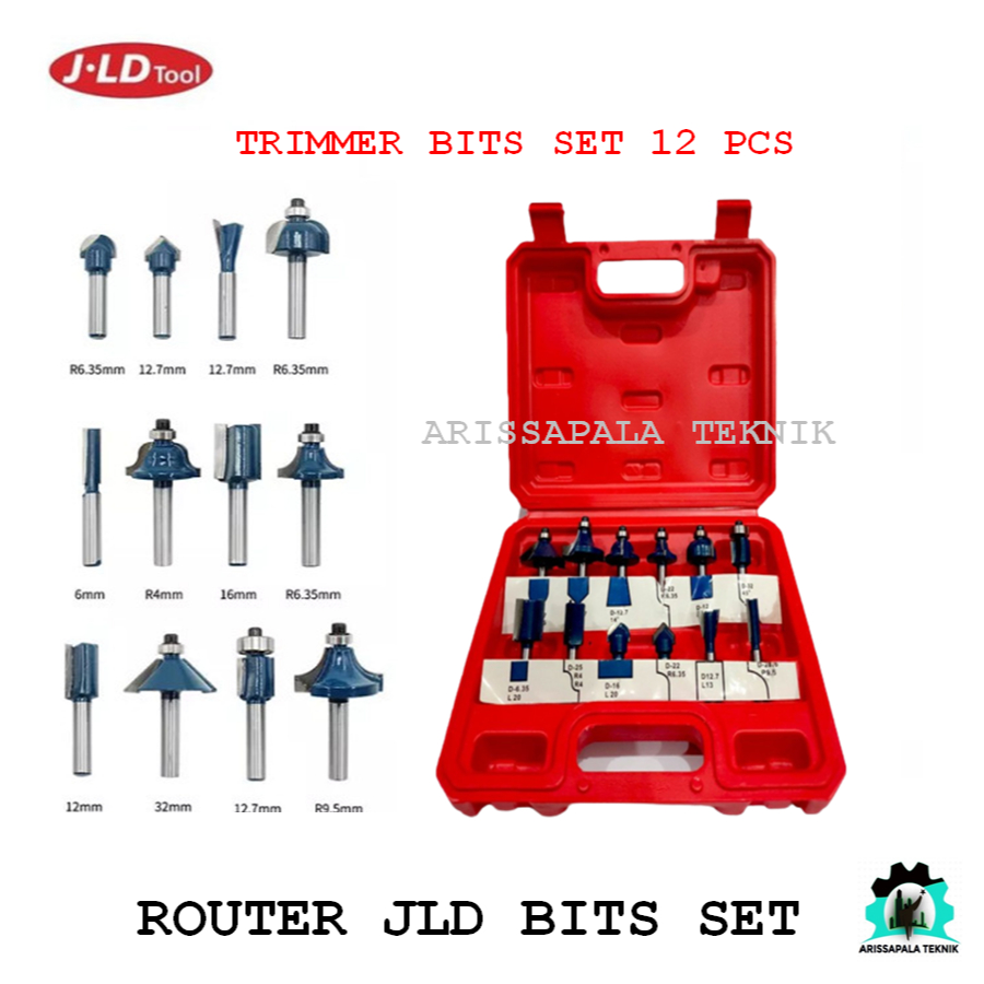 Jual Mata Router Profil Trimer Set isi 12 Pcs TOLSEN Carbide Router Bit ...