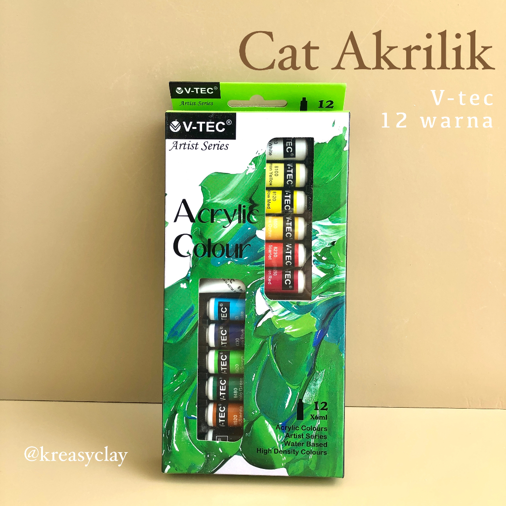 Jual Cat Akrilik Vtec 12 Warna - Acrylic Color - Cat Lukis - V-tec ...