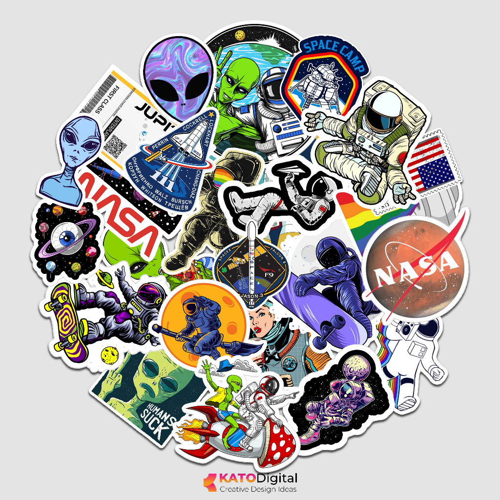 Jual Stiker Astronot Luar Angkasa Anti Air Untuk Koper Laptop HP ...