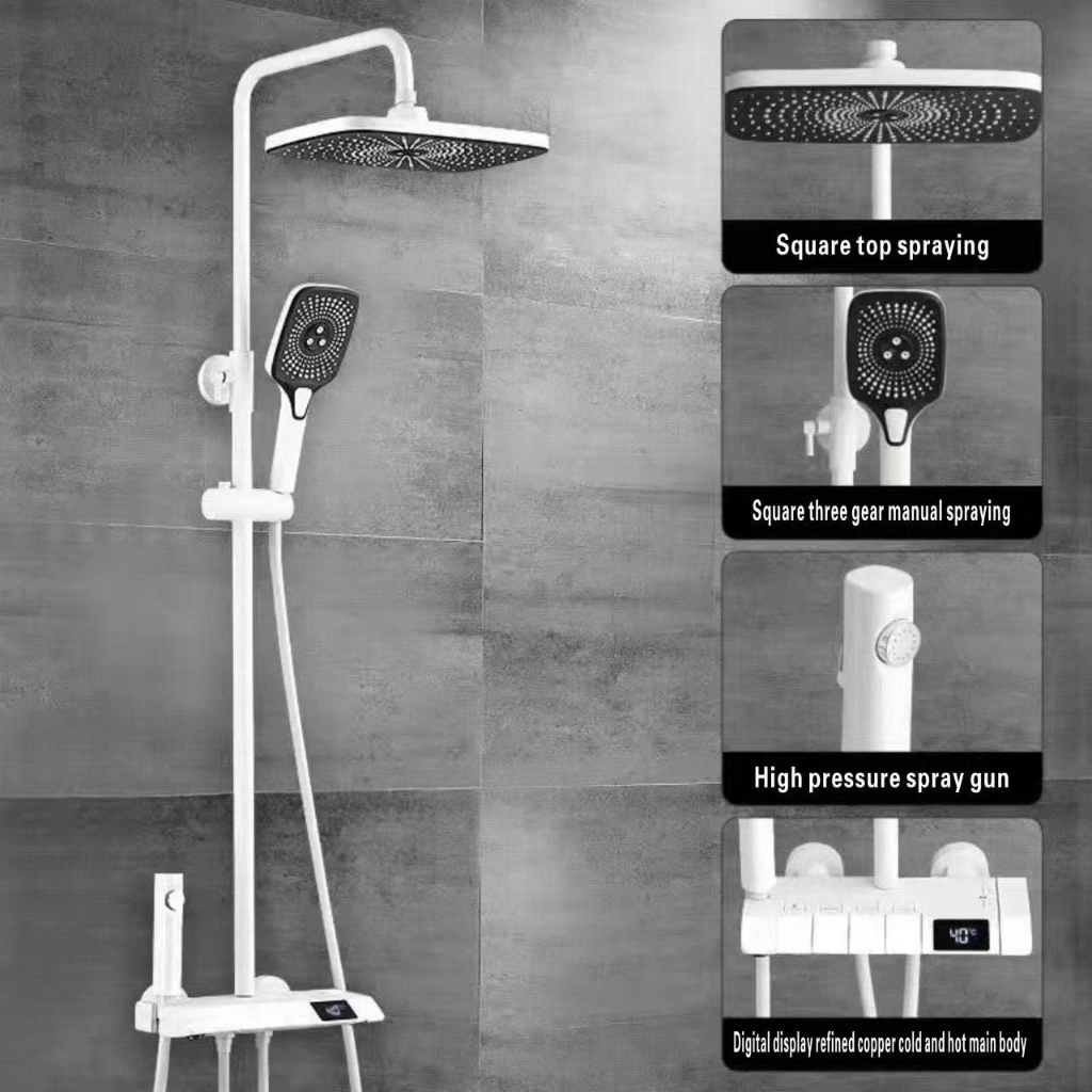 Jual shower head constant shower temperature shower set gray piano keys ...