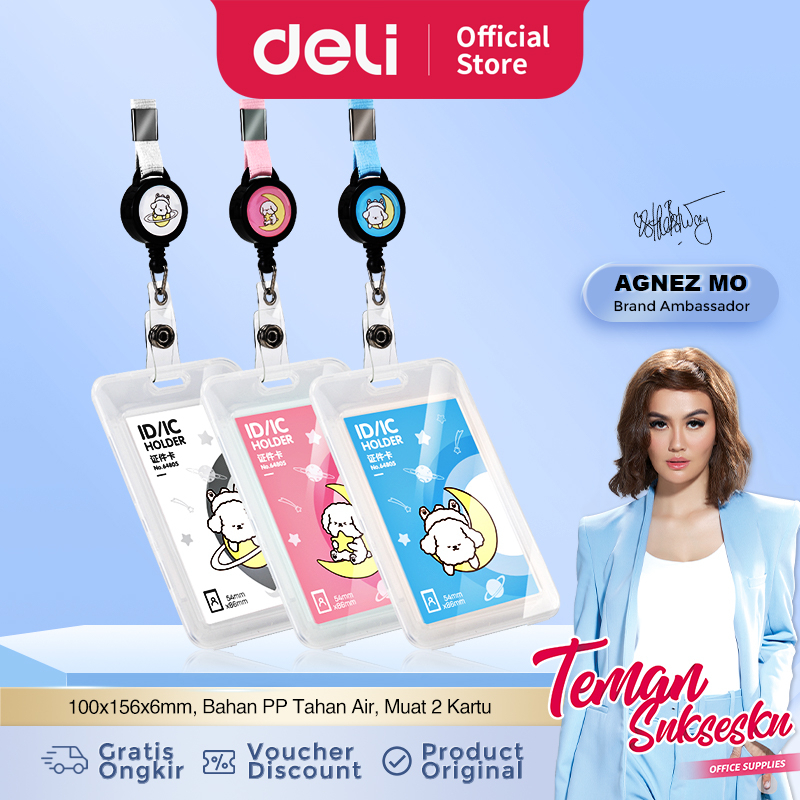 Jual Deli Name Tag Kartu Tanda Pengenal Motif Doodle Warna Putih/Pink ...