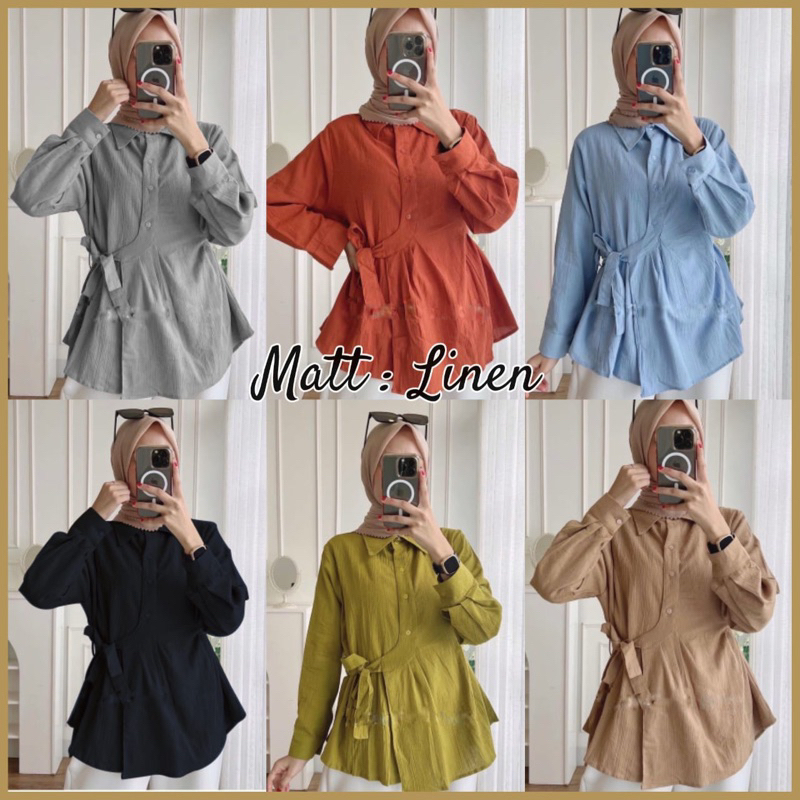 Jual SARAH BLOUSE LINEN TALI SAMPING | Shopee Indonesia