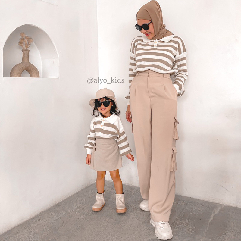 Jual Polo Stripe Knit Couple / Top Polo Stripes Knit | Shopee Indonesia