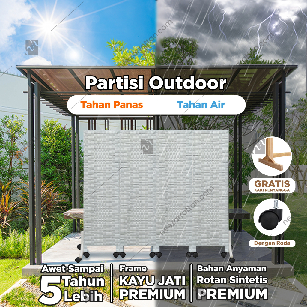 Jual PARTISI OUTDOOR 4 Pintu Sketsel Rotan Kayu JATI, Pembatas penyekat ...
