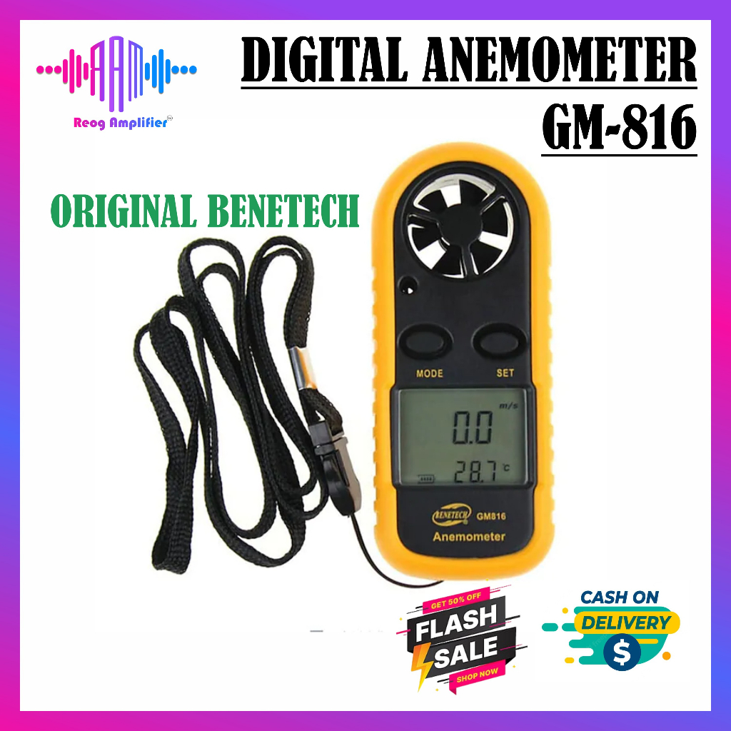 Jual Digital Wind Anemometer GM816 Pengukur Kecepatan Angin GM 816 ...