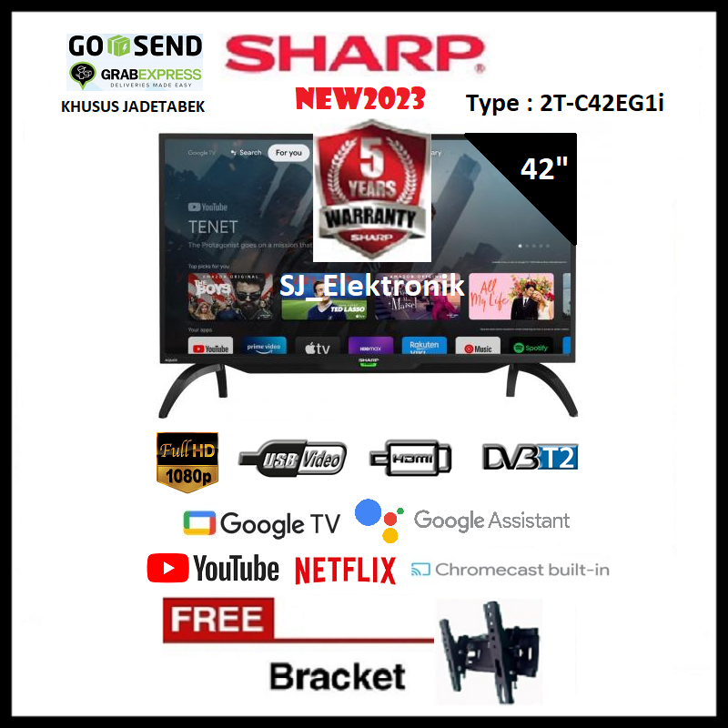 Jual Braket + LED TV Sharp 42 Inch 2T-C42EG1i / 42EG1i Full HD Google ...