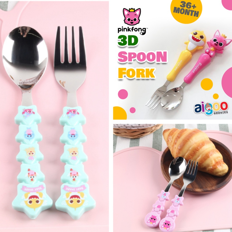 Jual 2D & 3D PINKFONG BABY SHARK SPOON & FORK CHARACTER FOR KIDS ...