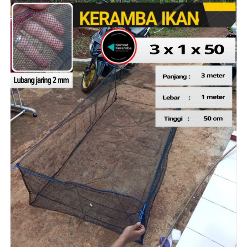 Jual keramba ikan 3x1x50 jaring polinet karamba siap pakai bibit ikan ...