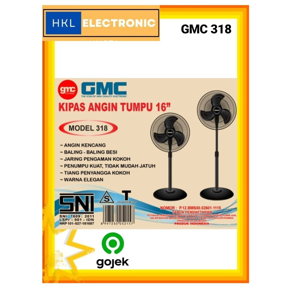 Jual KIPAS ANGIN BERDIRI BESI TORNADO GMC 318 STAND FAN 16 INCH | Shopee Indonesia