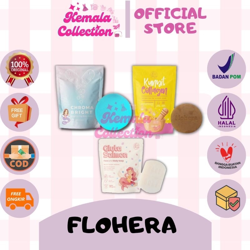 Jual [FREE GIFT] Flohera Chroma Bright Brightening Body Soap, Kunyit ...