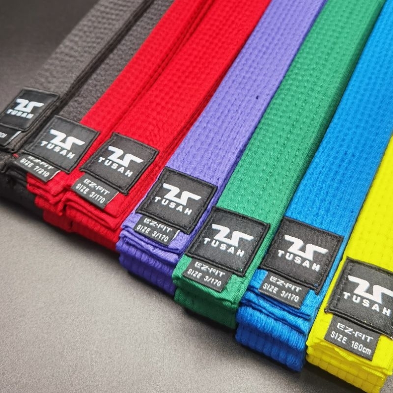 Jual TUSAH - EZ-Fit Solid Color Belts Sabuk Taekwondo Hitam Merah Biru ...