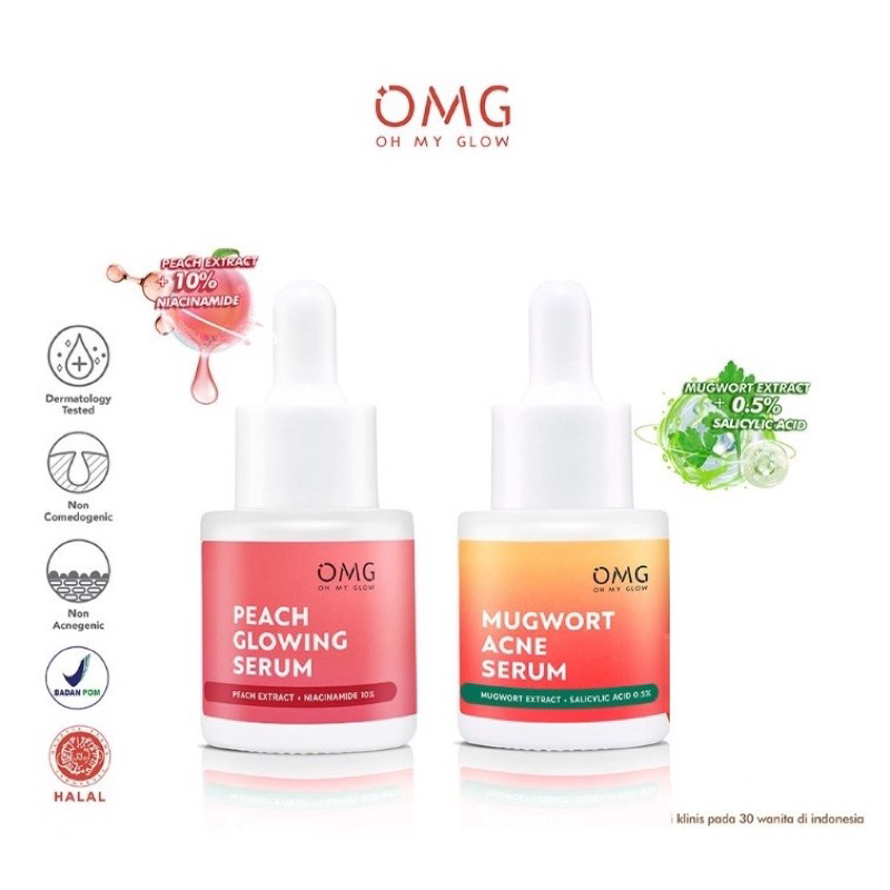 Jual OMG Oh My Glow Mugwort Acne Serum - OMG Face Serum Peach Glowing | Shopee Indonesia