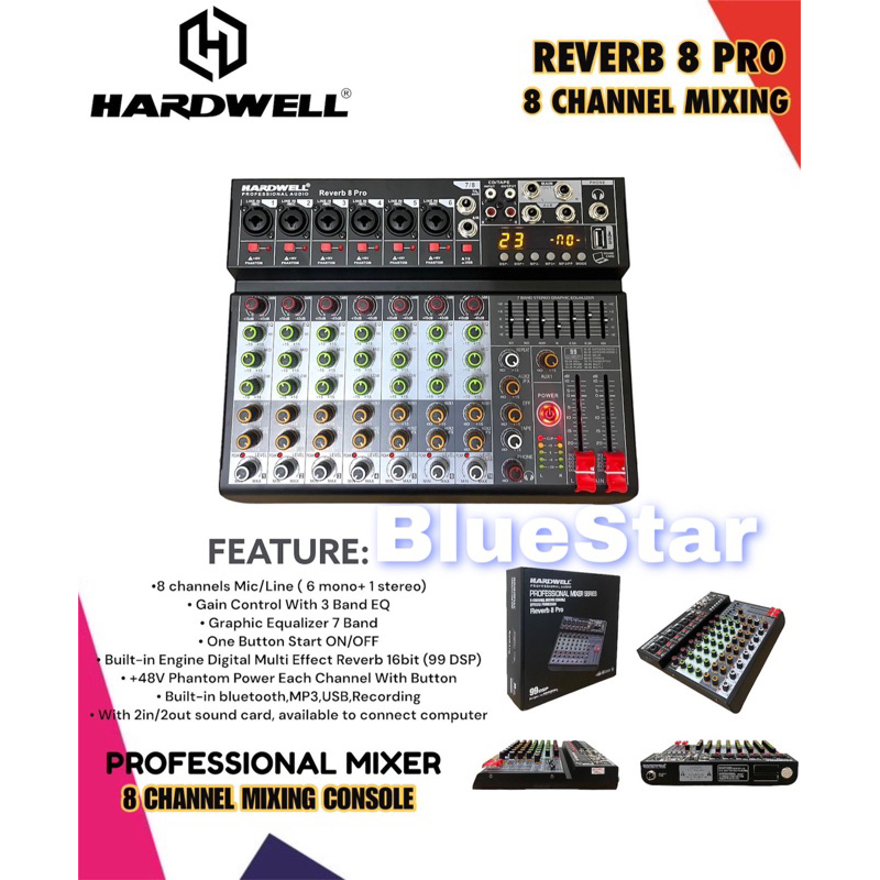 Jual Mixer Hardwell Reverb 8 Pro Original 8 Channel | Shopee Indonesia