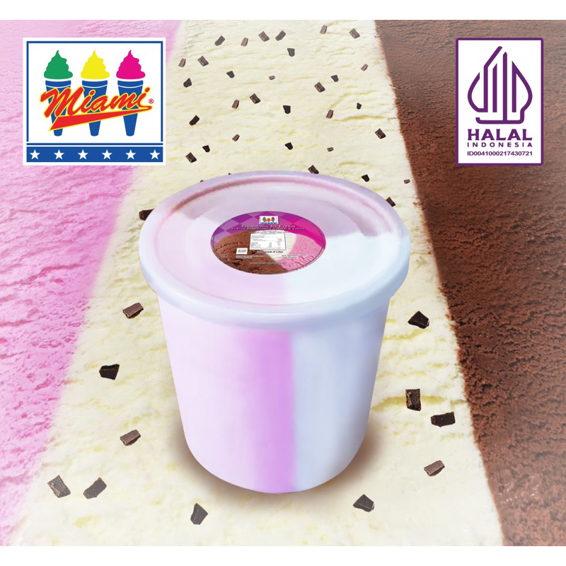 Jual Miami Ice Cream 8 liter Neapolitan / Neopolitan 3 Rasa (Vanilla ...