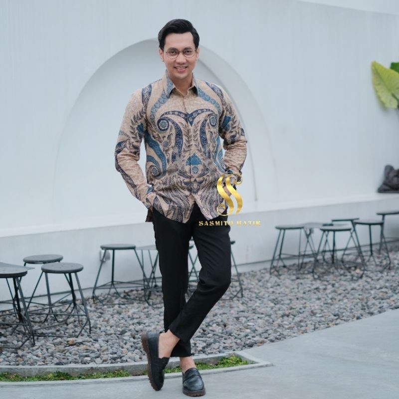 Jual SASMITO - BATIK ANGKREM BAHAN KATUN WARNA DENIM | Shopee Indonesia