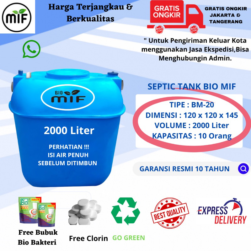 Jual septic tank bio, biotech, biotaff, biofil, biotank 2000 Liter FREE ...