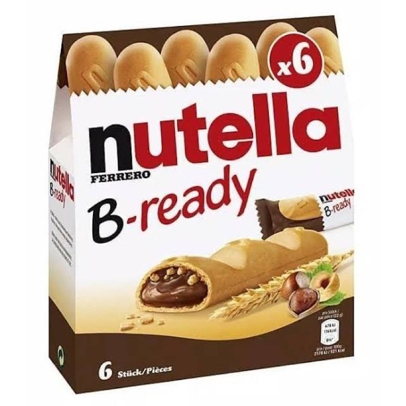 Jual Ferrero Nutella B-Ready 6pcs Bready B Ready Wafer Hazelnut Cocoa ...
