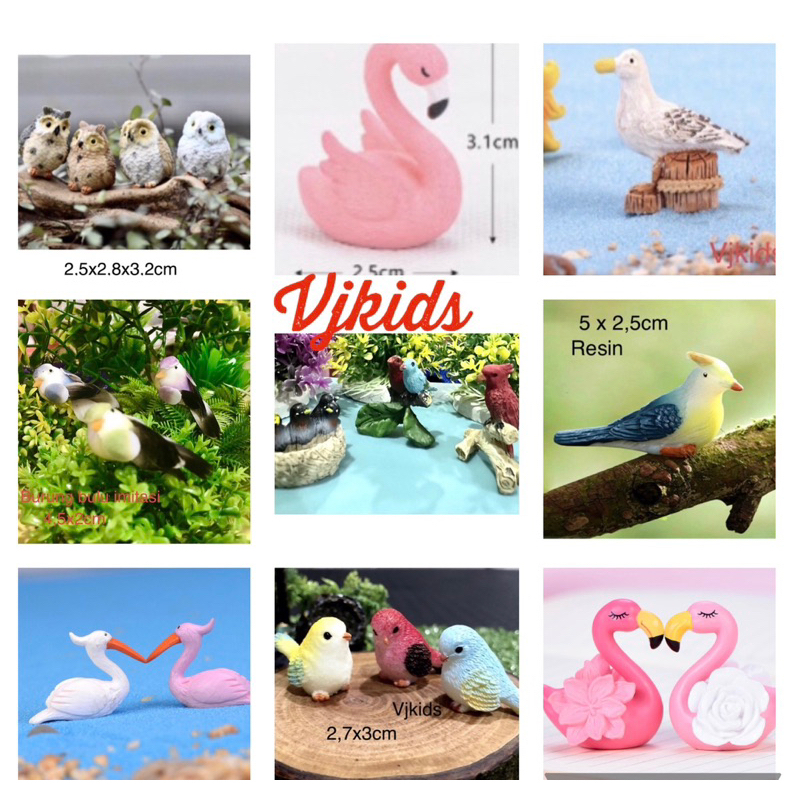Jual miniatur beraneka burung untuk topper cake, bermain sensory ...