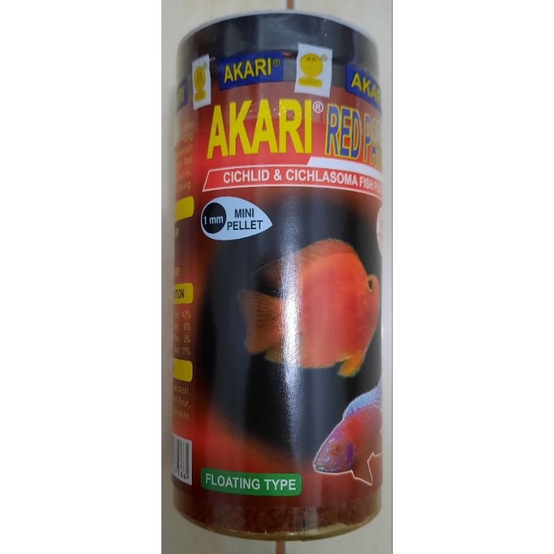 Jual pelet akari red parrot 1 mm 100 gram ( floating ) ( botol ...