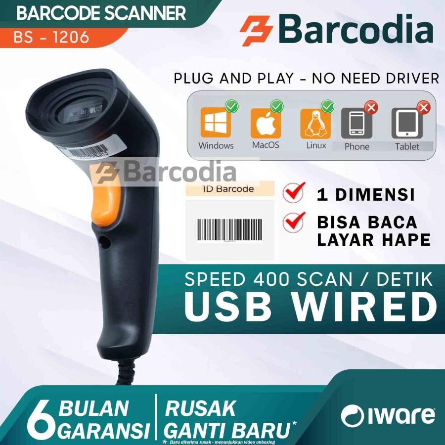 Jual Barcode Scanner Laser Tangan 1D (USB) With Indicator LED Lamp BS ...