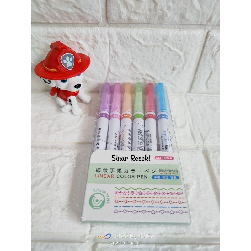 Jual 1 set isi 6!! Linear color pen/pena linear warna/pulpen linear ...