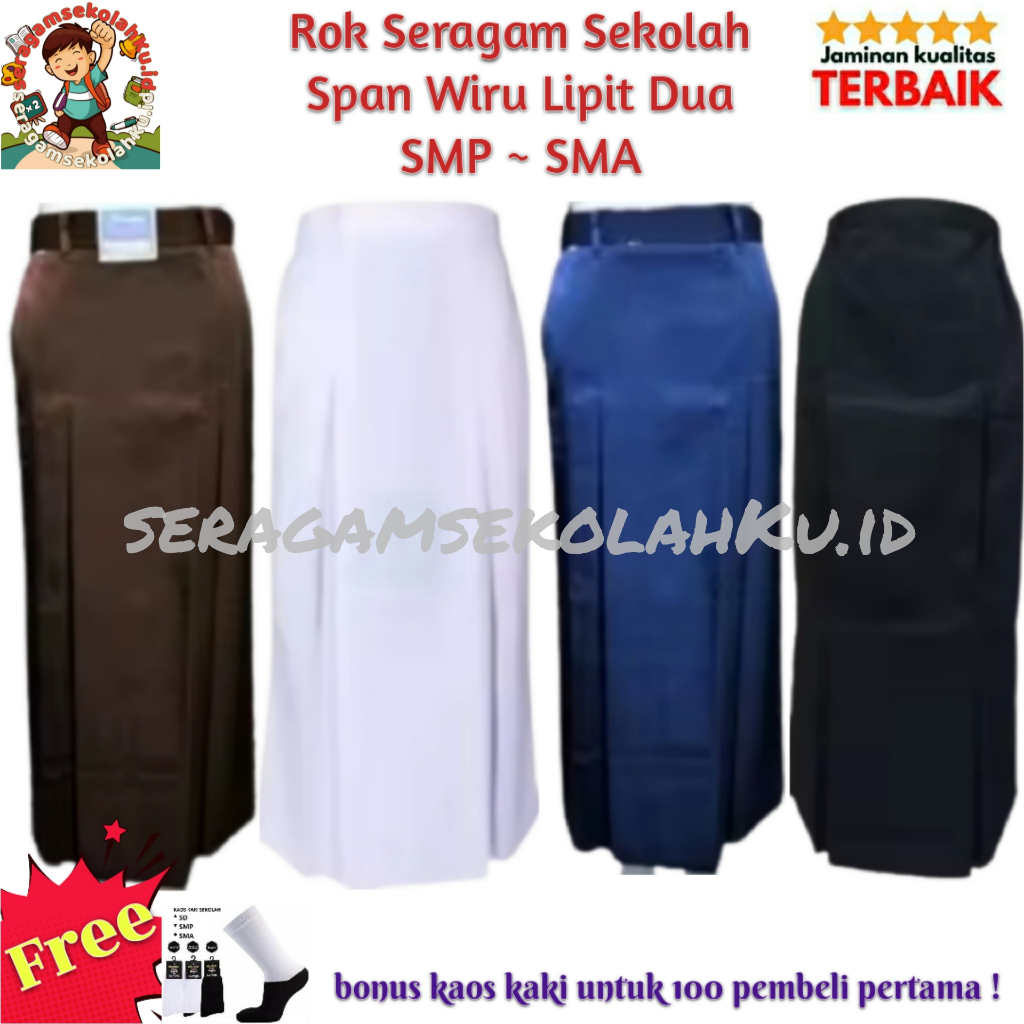 Jual Seragam Sekolah Rok Panjang Span Belah/Floy Dua Wiru Lipit Rok ...