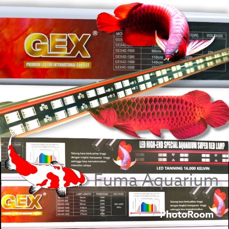 Jual Lampu Tanning View Red Arwana + UV GEX 4D-800 T8 Double Led 16.000K 20watt Spesial Red ...