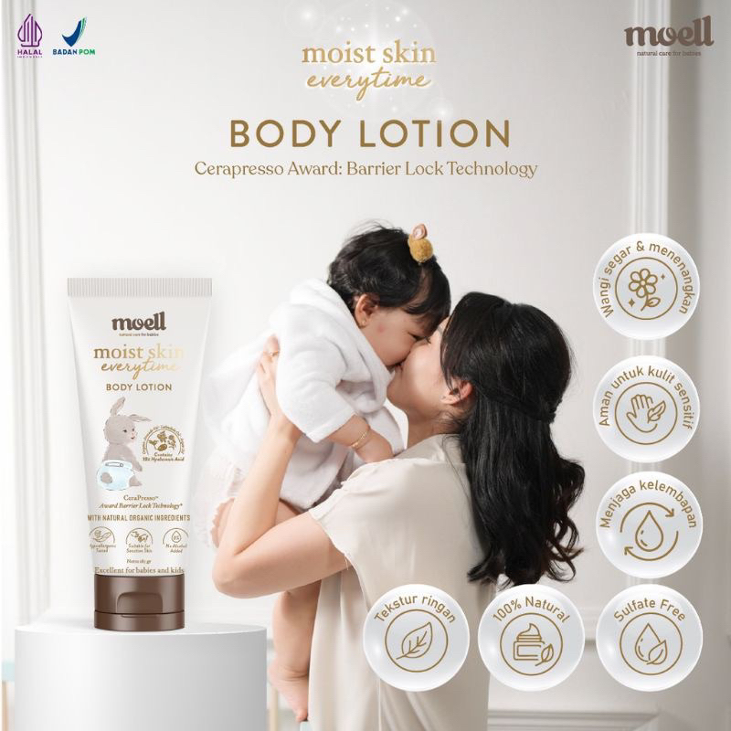 Jual Moell Moist Skin Everytime 185gr / body lotion bayi / natural ...