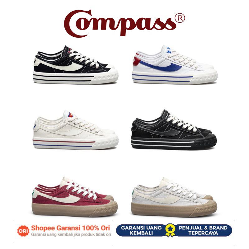Jual [ORIGINAL] Sepatu Compass Retrograde Low Black White Cream White ...